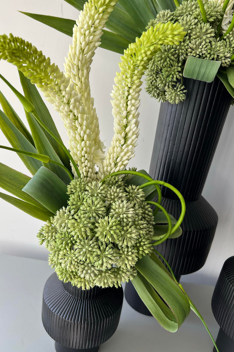 Foxtail Lily and Angelica Stems in Ridged Metal Vases – RTfact Flowers